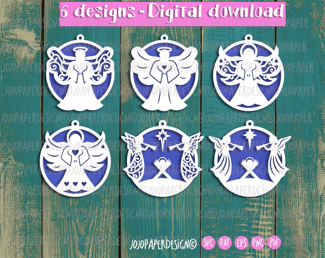 Angel Ornament Svg for Laser and Paper Cutting, Christmas Angel Svg ...