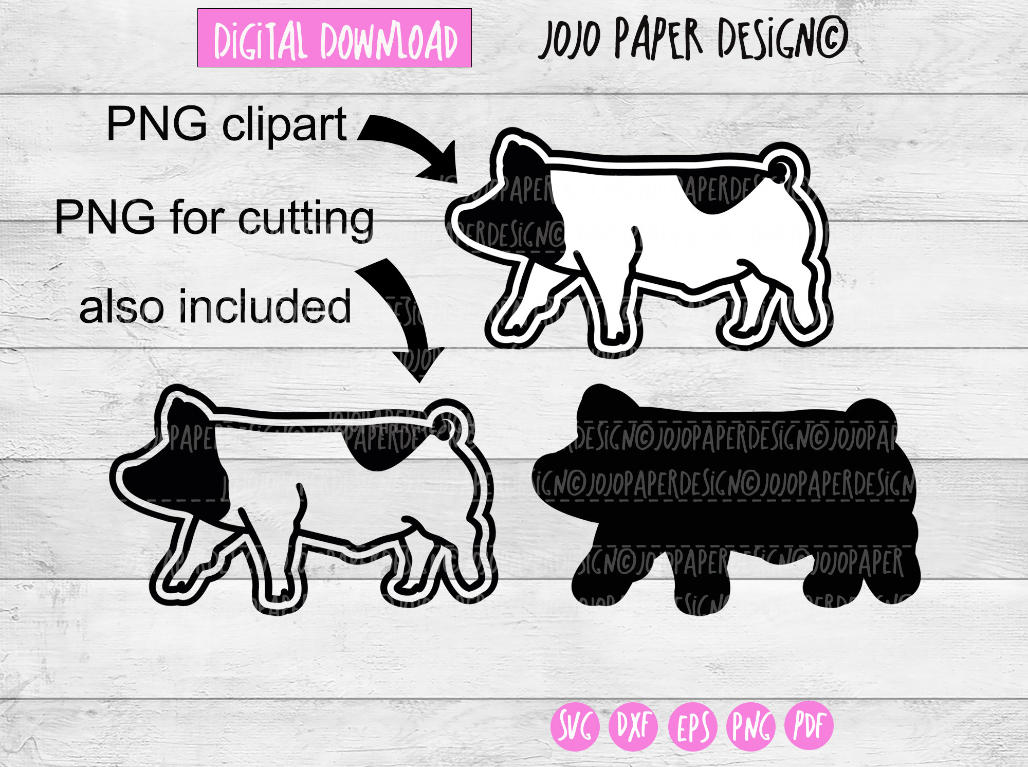 Show Pig SVG, Pig SVG, Pig Outline Svg Png Eps Dxf Pdf, Pig Silhouette ...