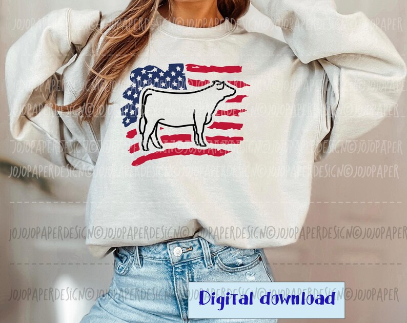 Show Heifer US Flag SVG, Show Cattle Svg, Show Heifer PNG Clipart, Beef ...