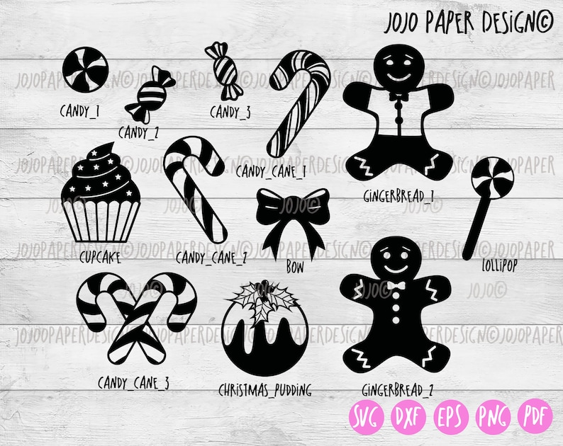 Candy Cane SVG Gingerbread Man SVG Christmas Sweets 2 - Etsy