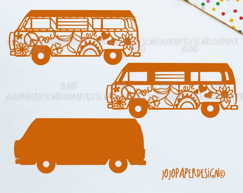 Groovy Floral Van SVG With Peace Sign and Hippie Symbols , Boho Van ...