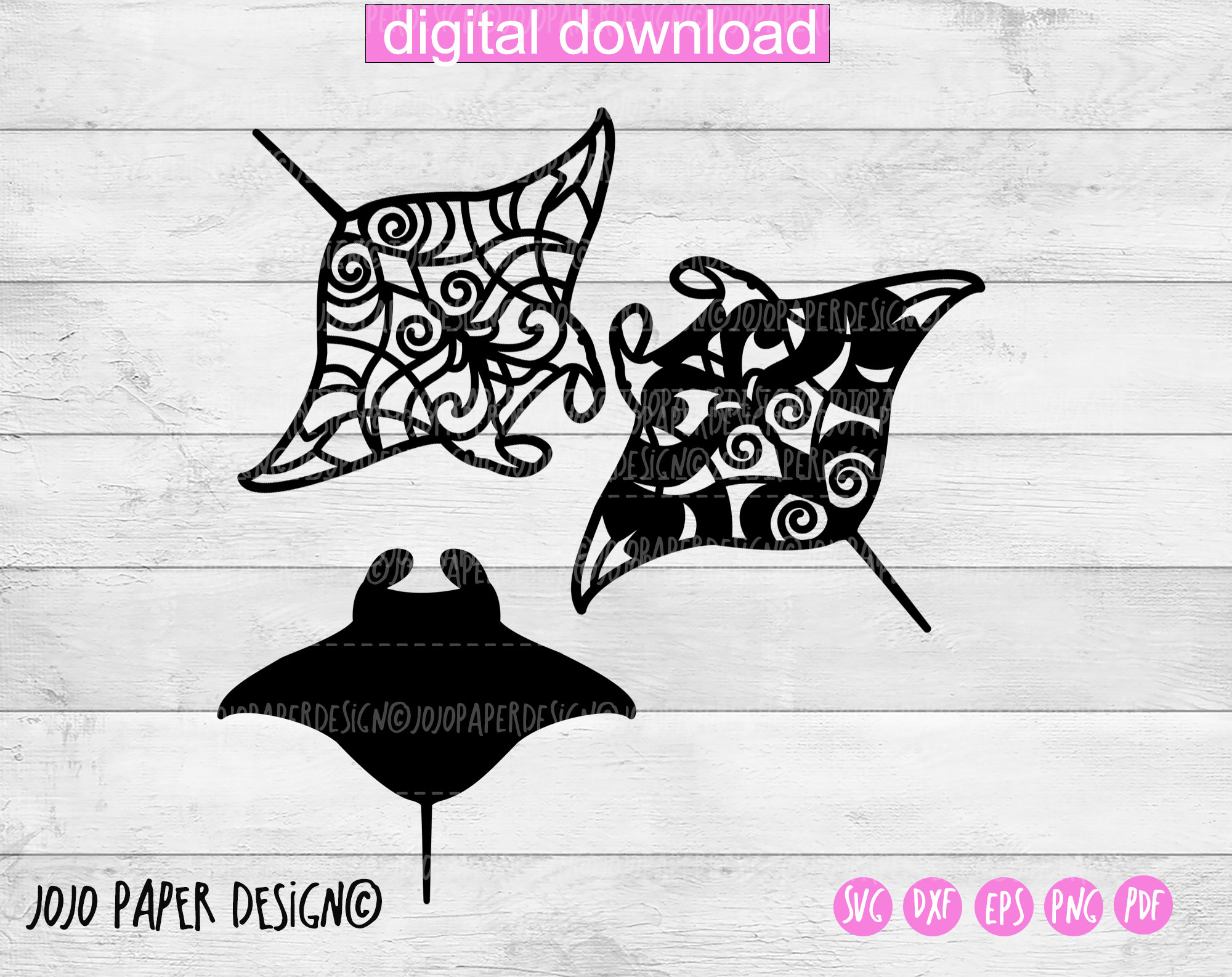 Mandala Manta Ray SVG for Cricut and Silhouette, Ray Svg for Laser ...