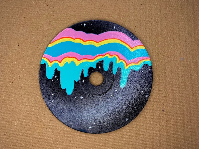 5 Pack Painted Cd's for Room Decor | Handpainted | Drippy Galaxy ...
