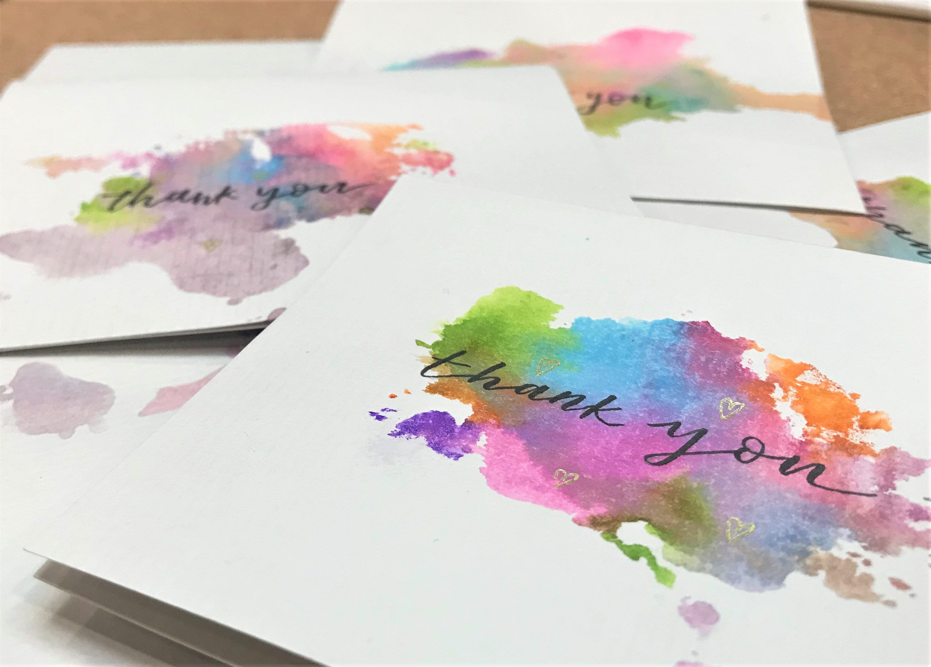 Handmade Watercolor Splash Thank You Cards Pack of 10 Handmade Thank ...