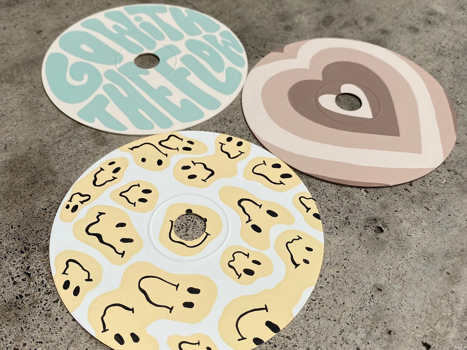 3 Pack Painted Cds for Room Decor Handpainted go - Etsy