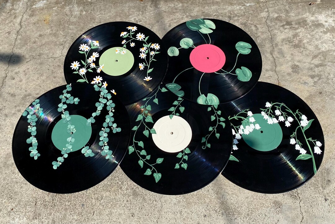 12" Foliage Themed Painted Vinyl Record | Handpainted | Choose a Design ...