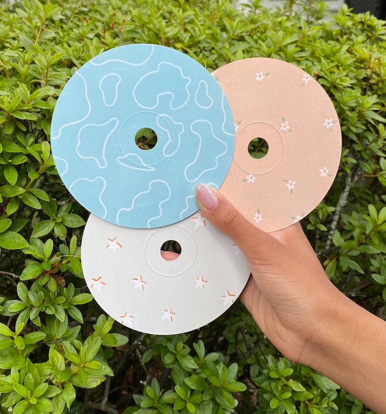 Decorative Cds Hand Painted Set of 3 Minimalist Aesthetic Cds - Etsy