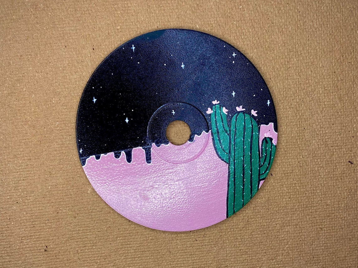5 Pack Painted Cd's for Room Decor Handpainted Drippy - Etsy