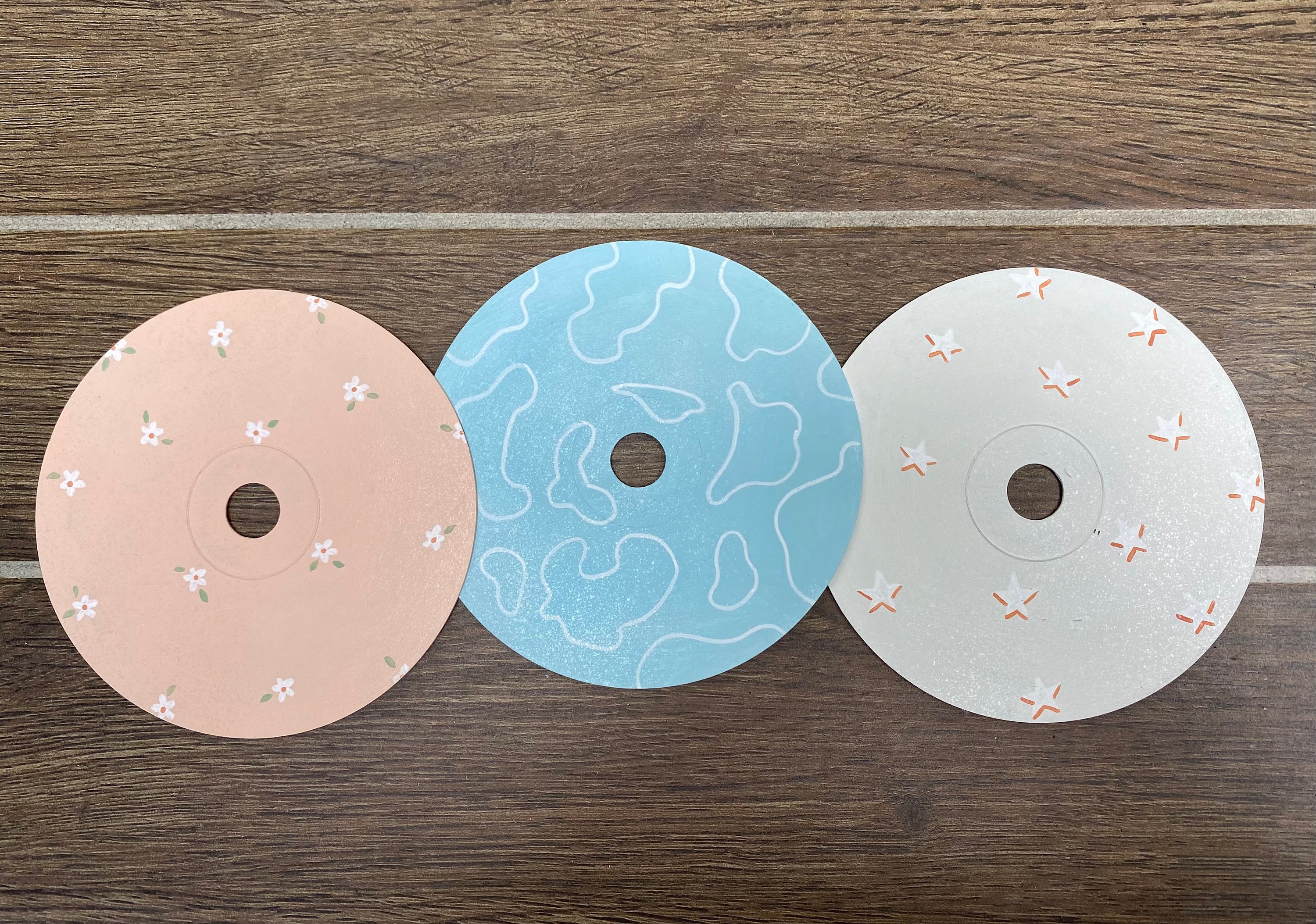 Decorative Cds Hand Painted Set of 3 Minimalist Aesthetic Cds - Etsy