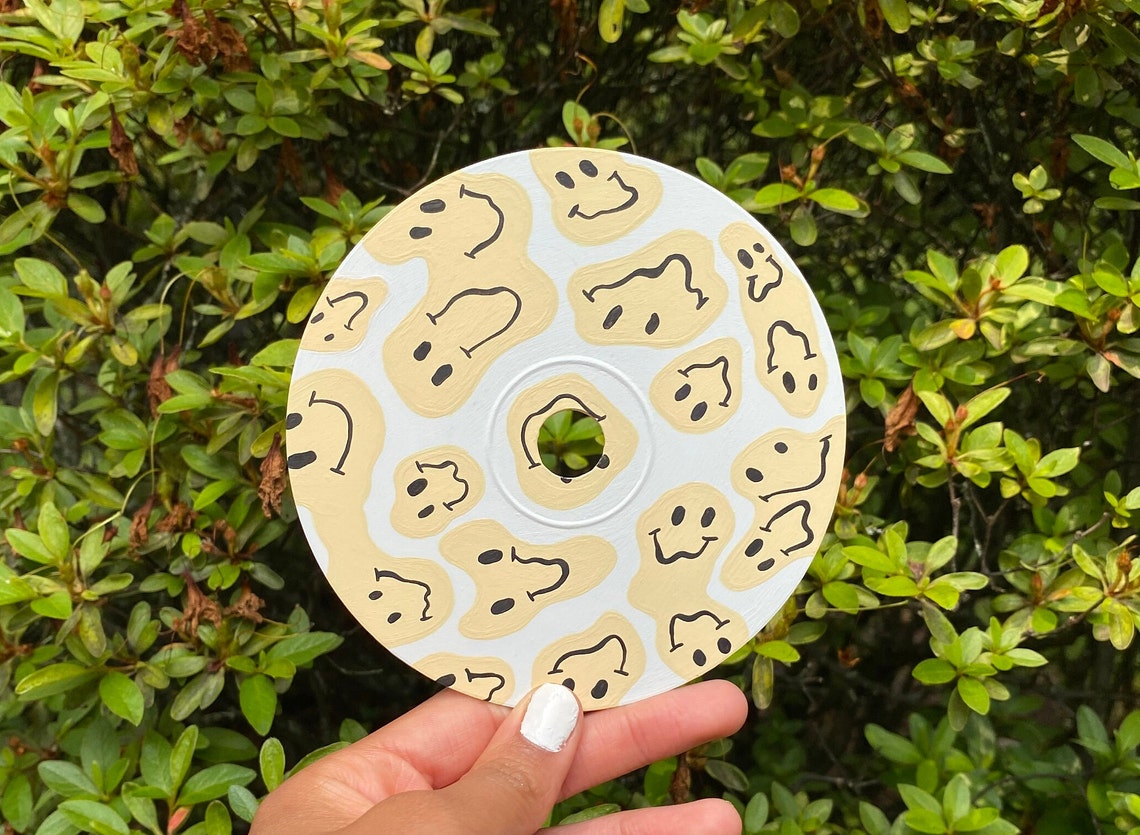 3 Pack Painted Cds for Room Decor Handpainted go - Etsy