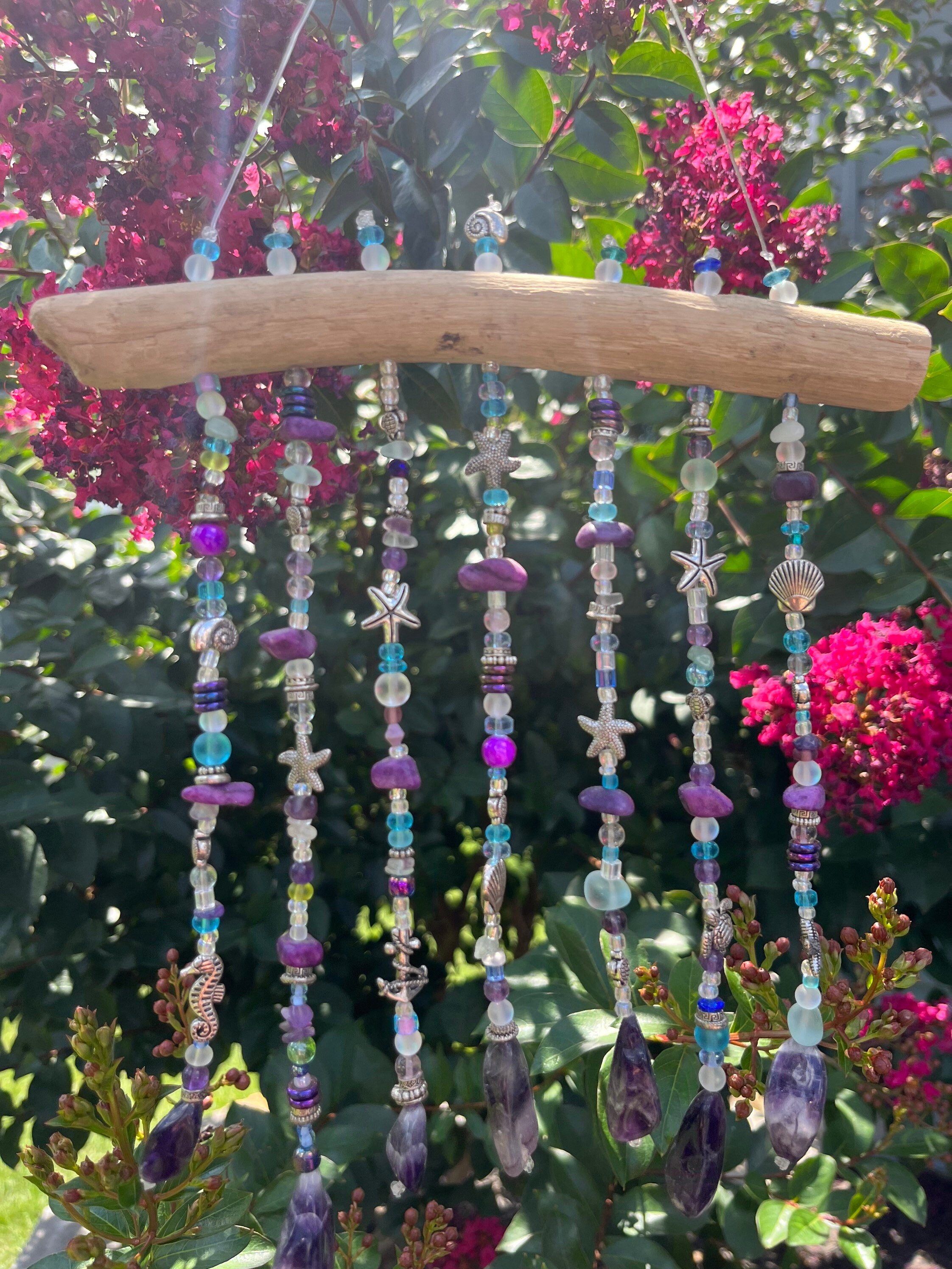 Amethyst Sun Catcher Amethyst Wind-chime Bead and Glass Sun Catcher - Etsy