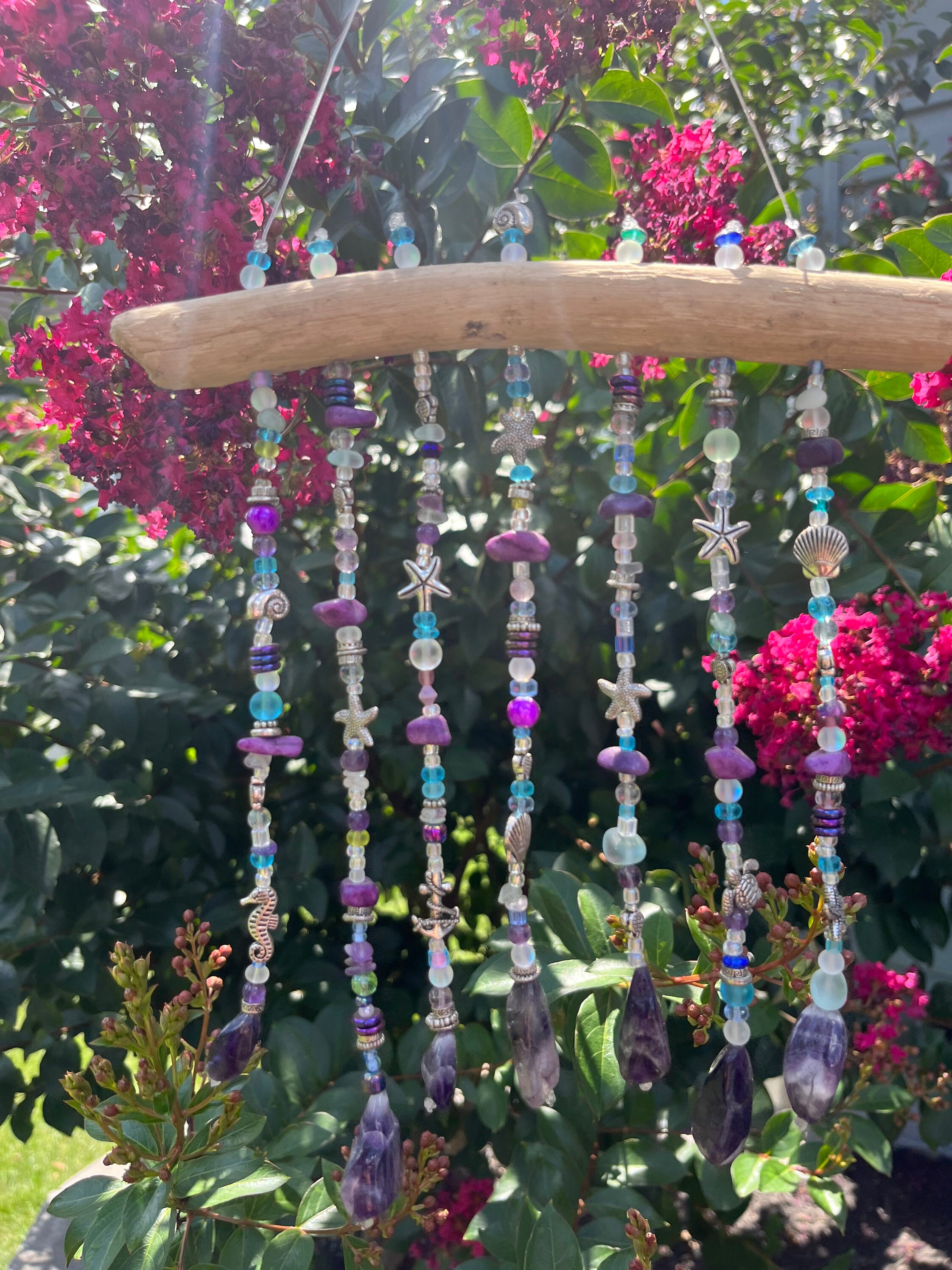 Amethyst Sun Catcher Amethyst Wind-chime Bead and Glass Sun Catcher - Etsy