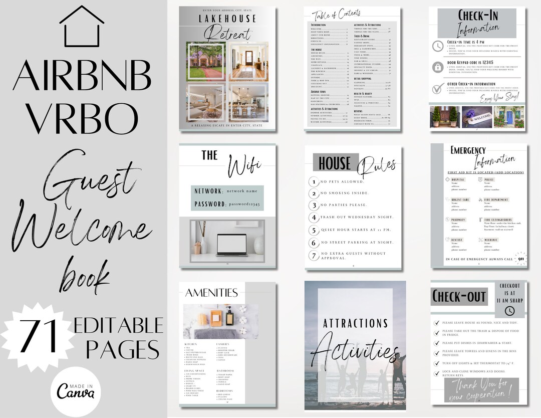 Airbnb/vrbo Welcome Book Editable/printable - Hosting With This 71 Page ...