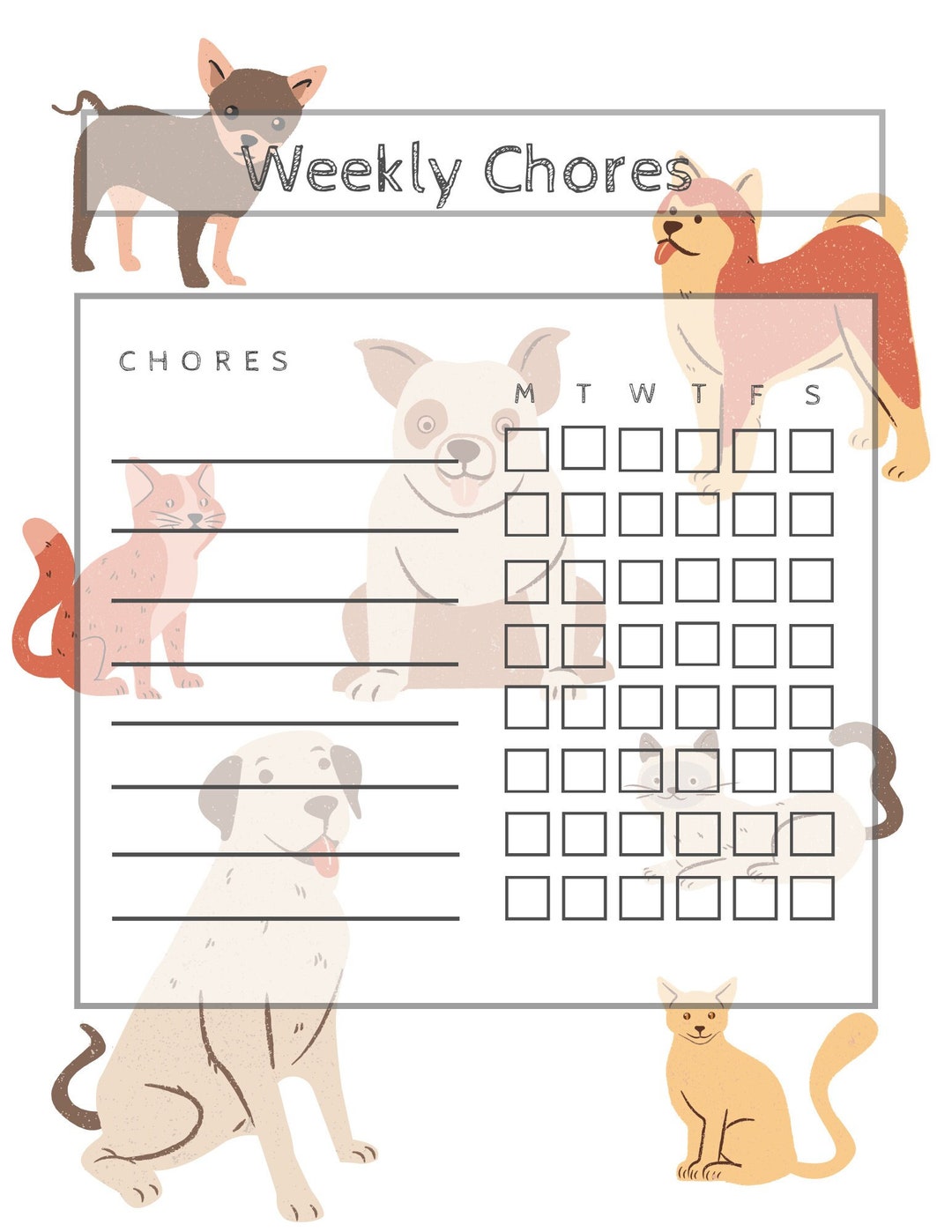 Puppies Weekly Chores Chart, Digital Download - Etsy