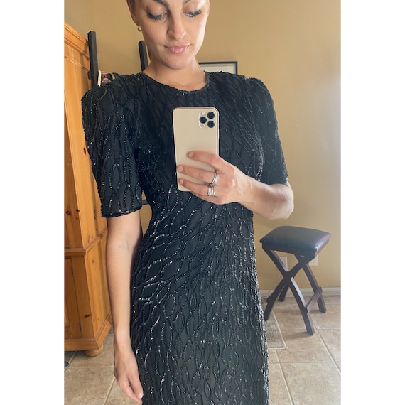 Vintage sequin/silk shoulder padded dress size 6 - Gem