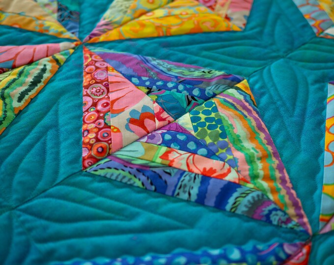 Psychedelic Quilt, Custom Quilted, Size: 72x82 Professionally Handmade ...
