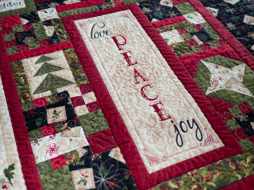 Custom Quilted Christmas Throw Blanket or Oversized Wall Hanging, Size ...