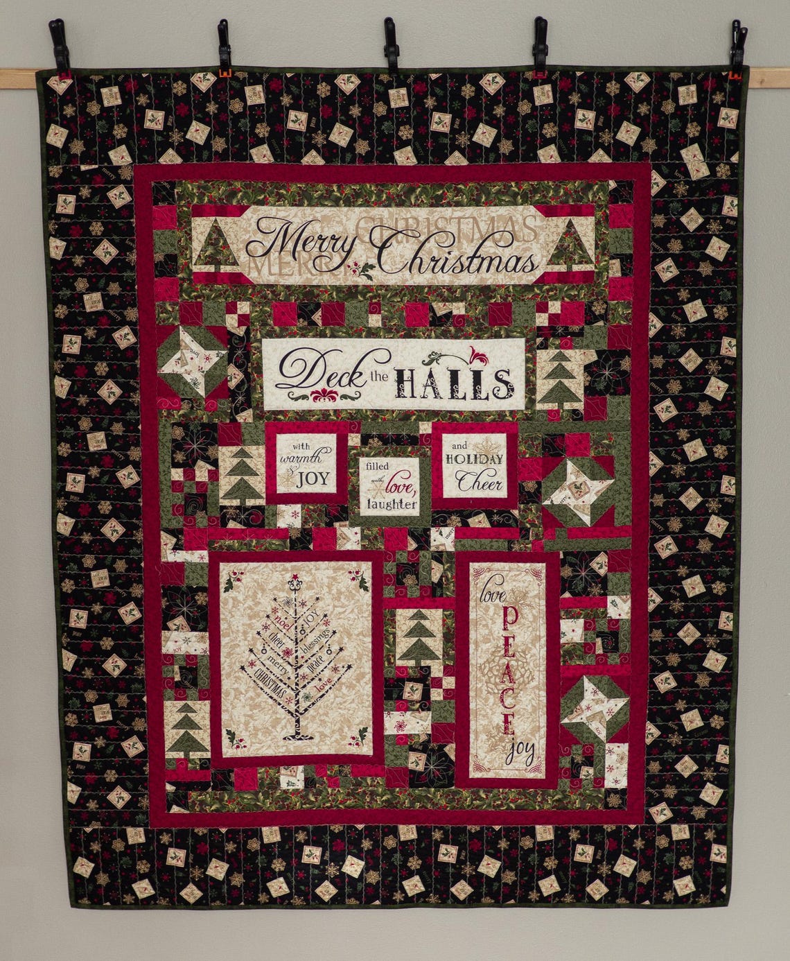 Custom Quilted Christmas Throw Blanket or Oversized Wall Hanging, Size ...