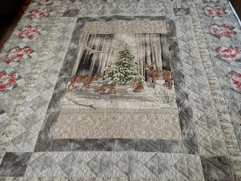 Woodland Snowfall Quilt, Professionally Handmade, Extensive Custom ...