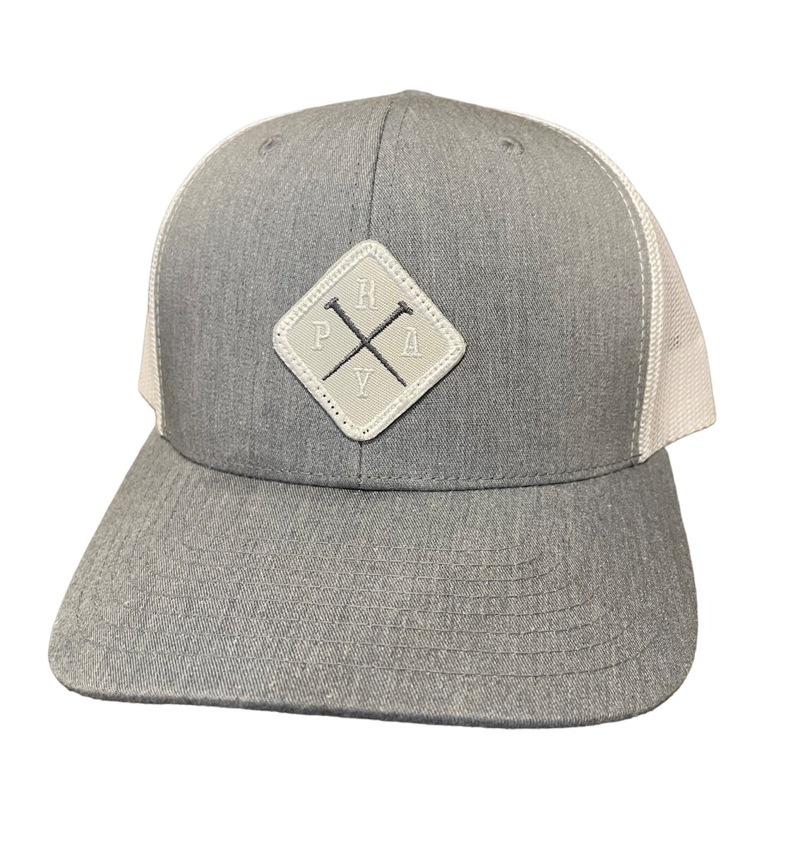 Pray Trucker Hat Gray/white Flexfit - Etsy