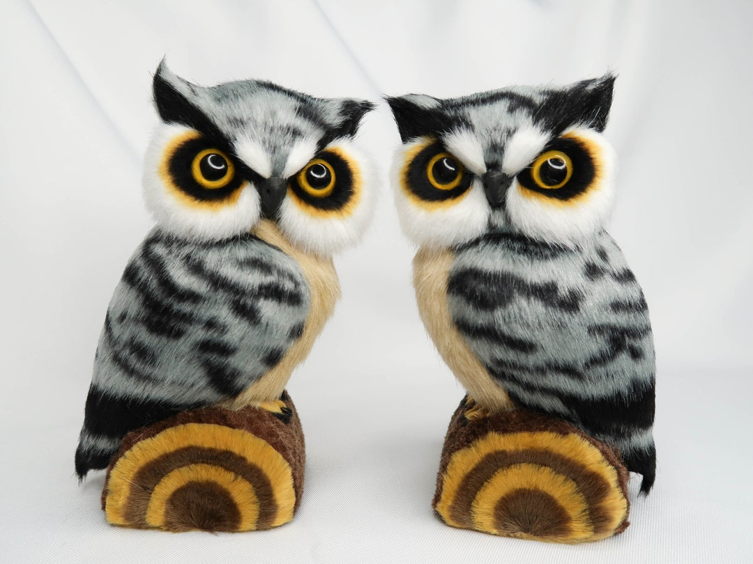 Handmade Lifelike Owls | Furry Owl Figure Made With Soft Synthetic Fur ...