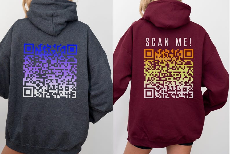 Custom Qr Code Tee, Personalized Business Logo, QR Hoodies, Custom Logo ...