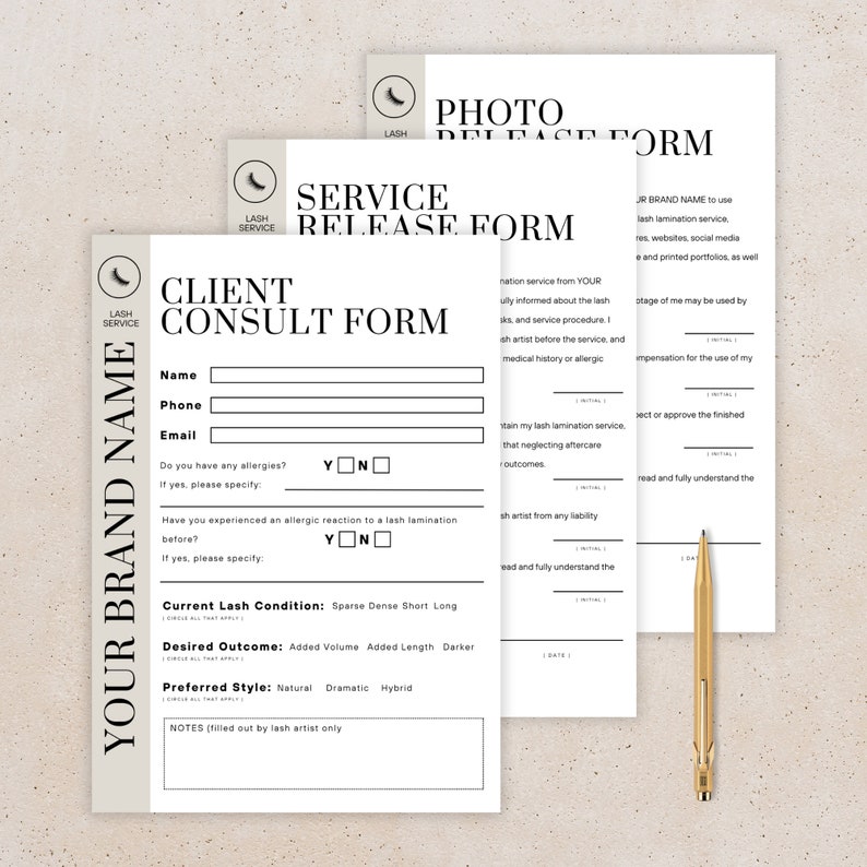 Lash Artist Client Consent Form | Photo Release and Service Release ...