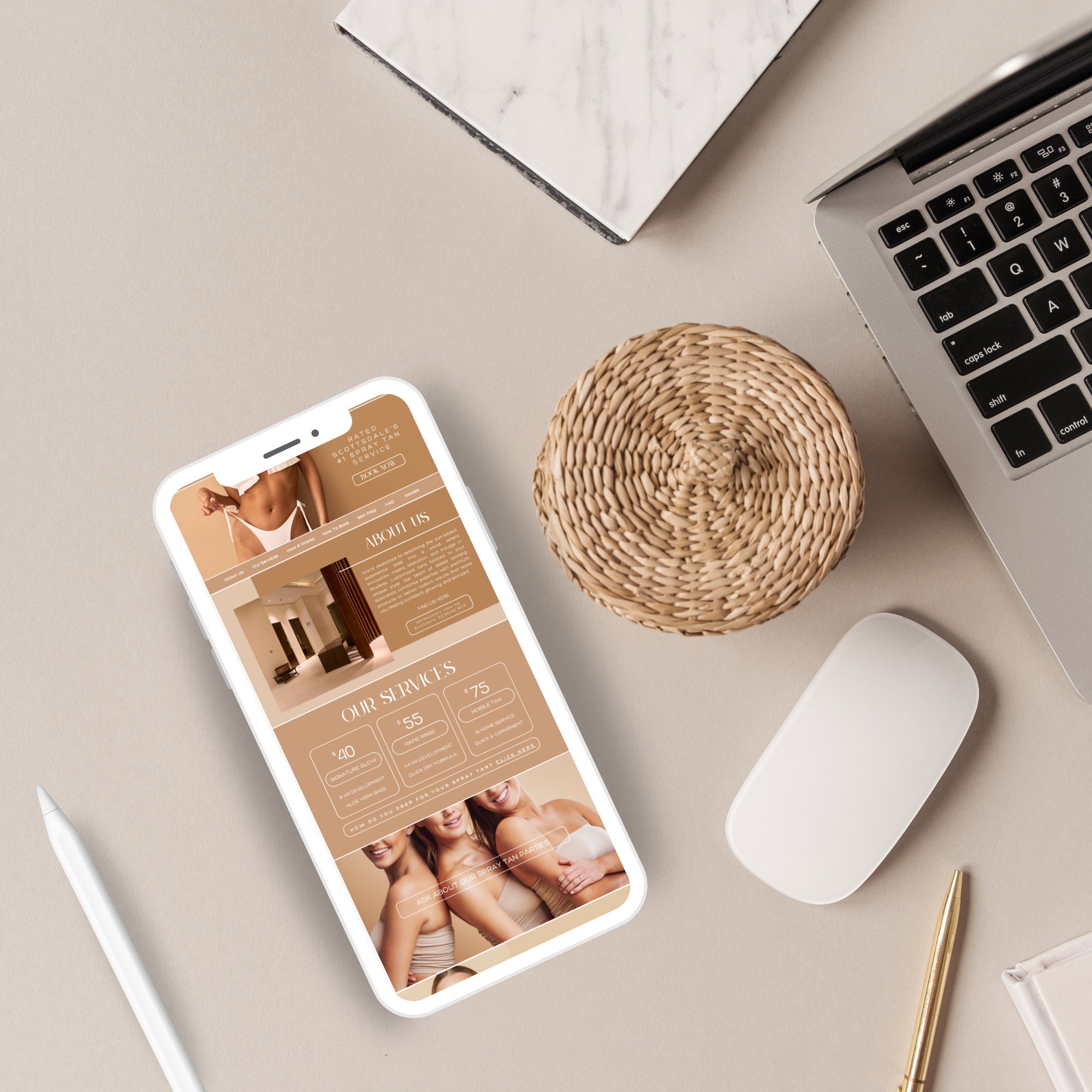 Spray Tan Artist Canva Website | Editable Template | One Page Canva ...