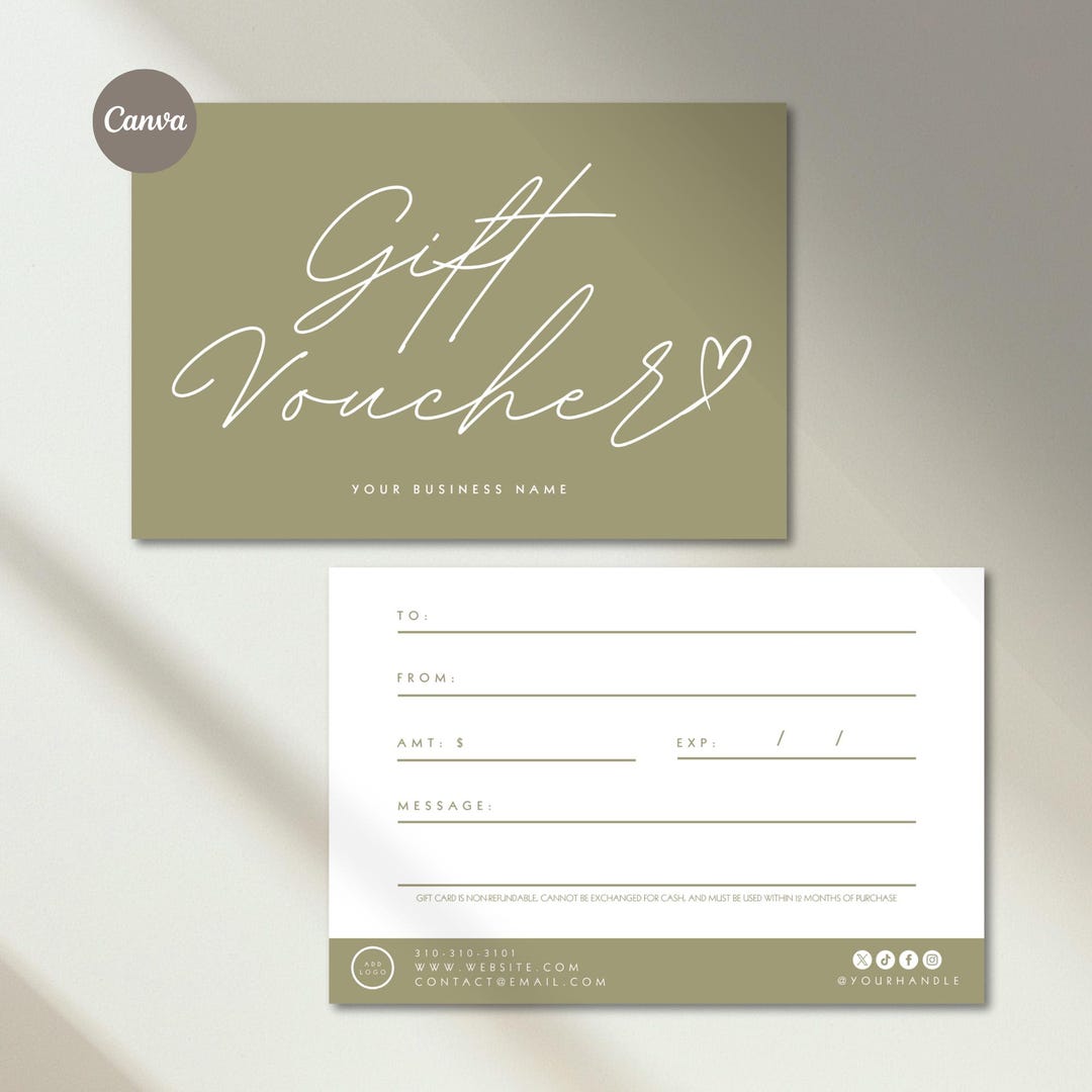 Minimalist Gift Voucher Design | Small Business Gift Card | Neutral ...