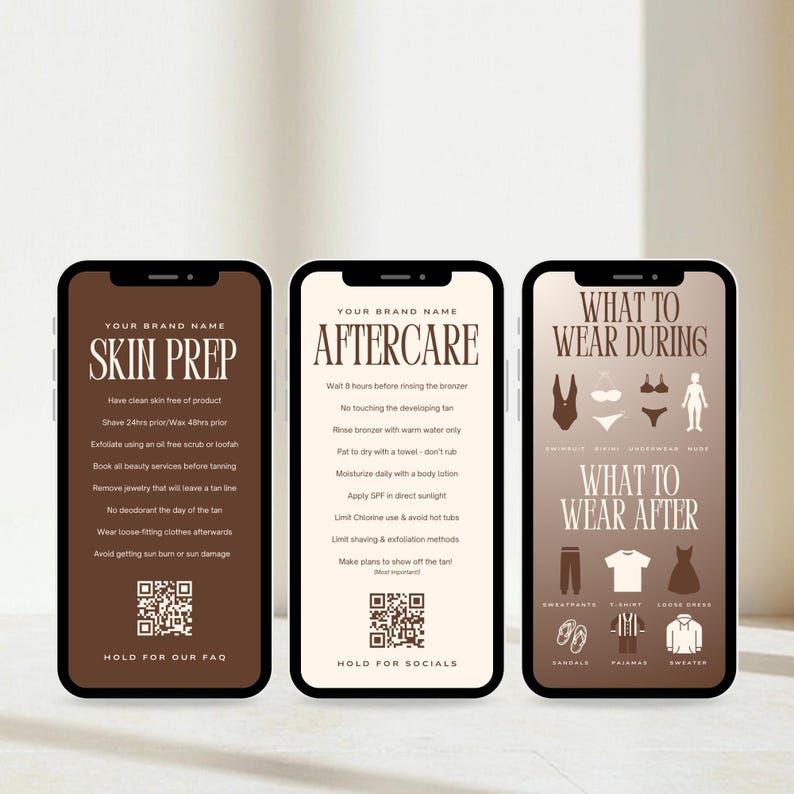 Digital Spray Tan Care Cards | Spray Tan Aftercare | Sunless Tanning ...