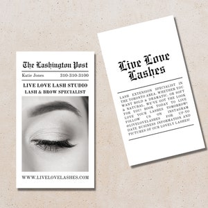 Lash Technician Business Card Editable Template Newspaper Print ...