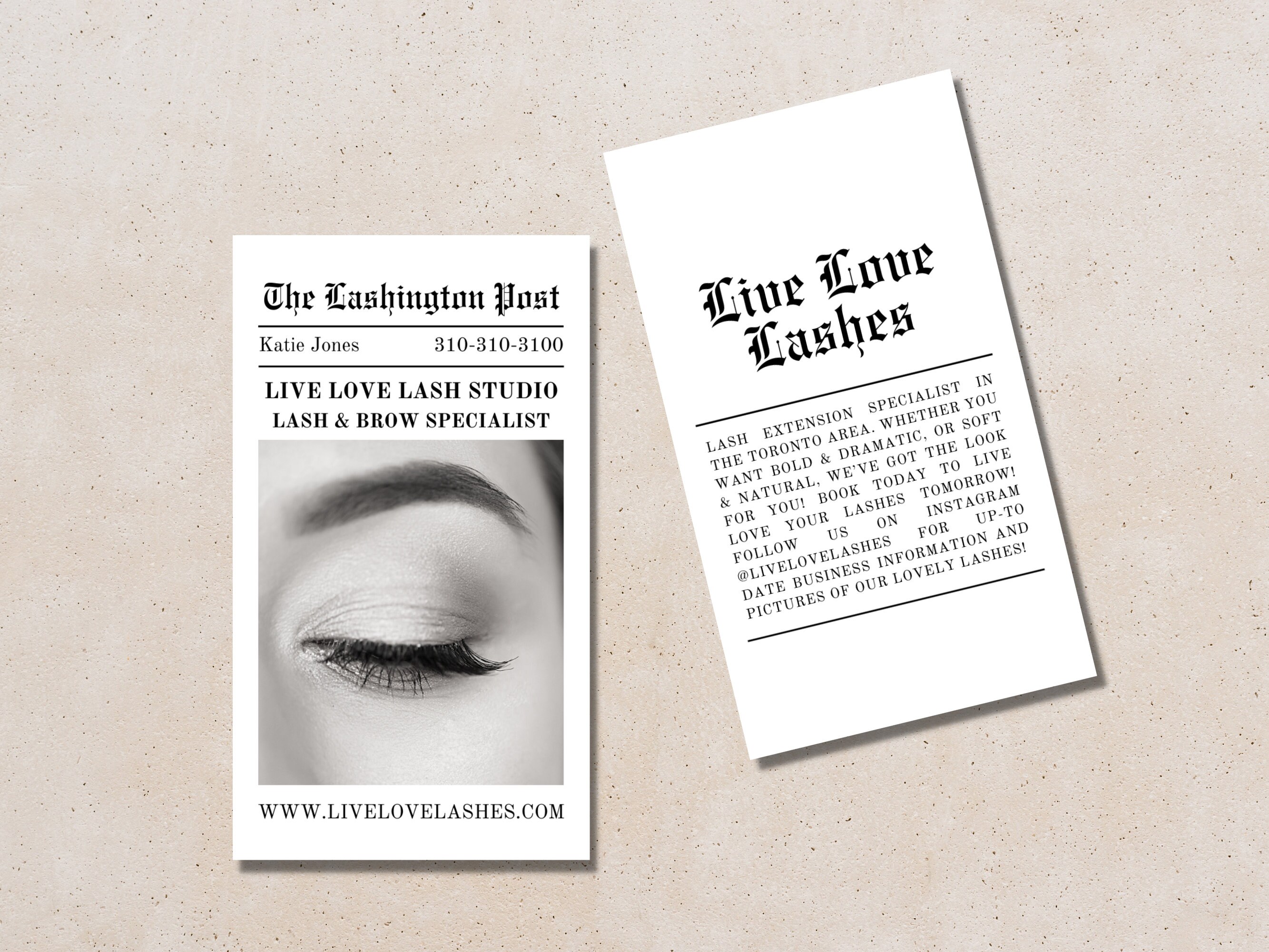 Lash Technician Business Card Editable Template Newspaper Print ...