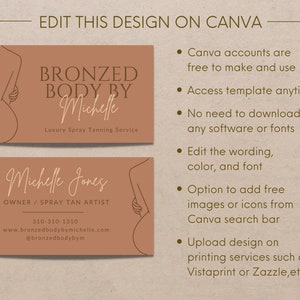 Spray Tan Artist Business Card Design Editable Business Card - Etsy