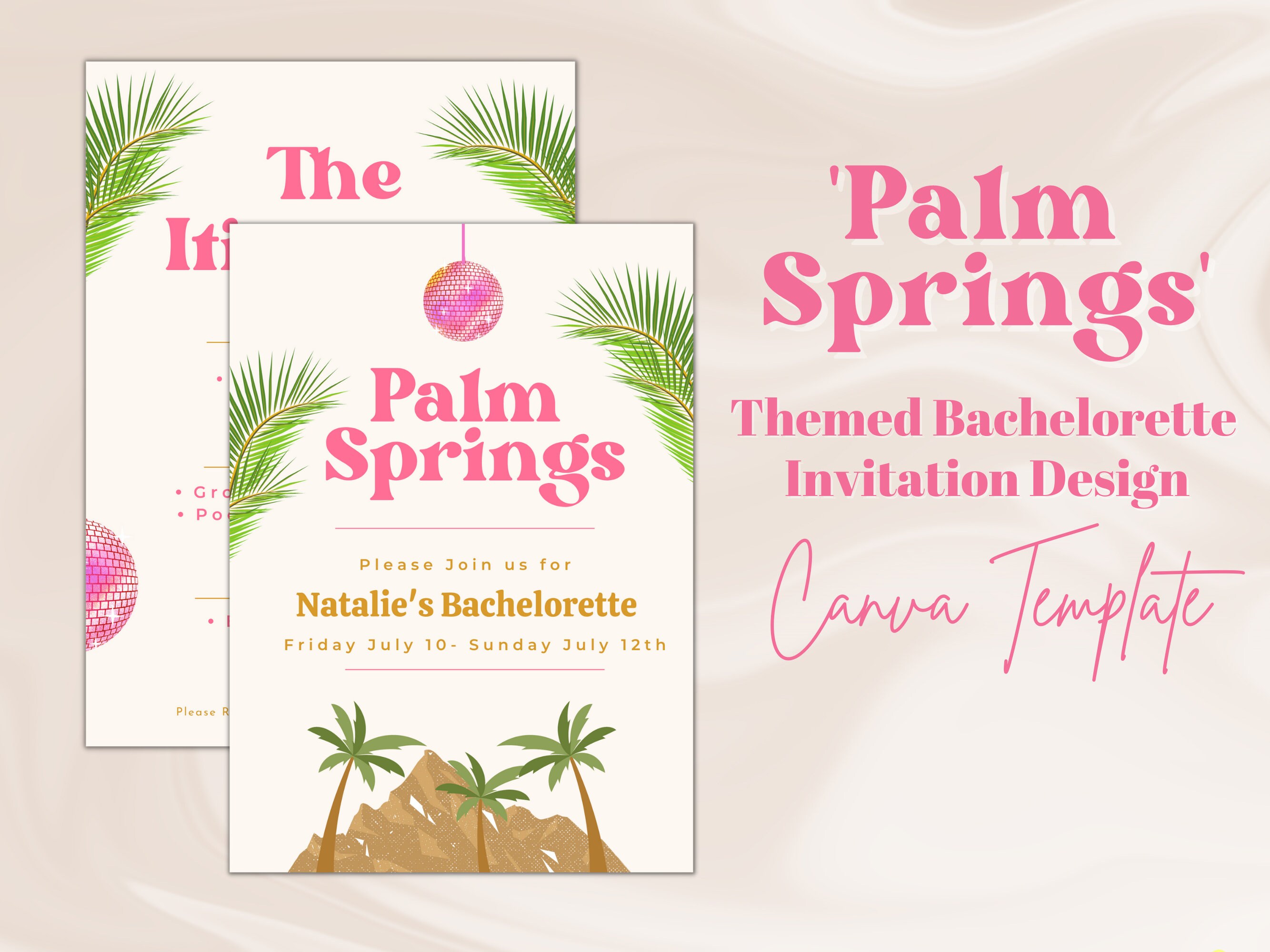 Palm Springs Desert Disco Theme Invitation & Itinerary Design, E-vite ...