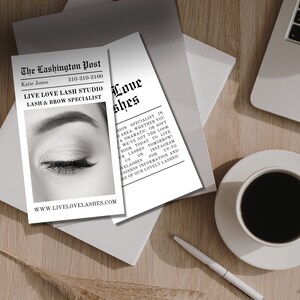 Lash Technician Business Card Editable Template Newspaper Print ...