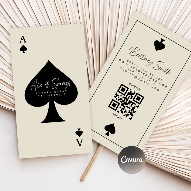Ace of Sprays Spray Tan Artist Business Card Editable Business Card ...