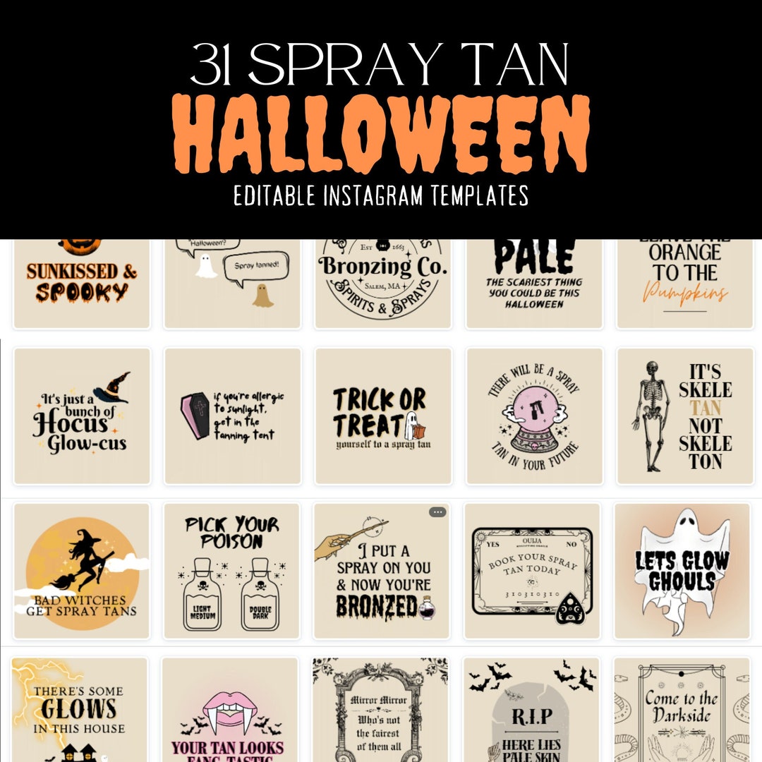 31 Halloween Themed Spray Tan Business Instagram Posts | Editable ...