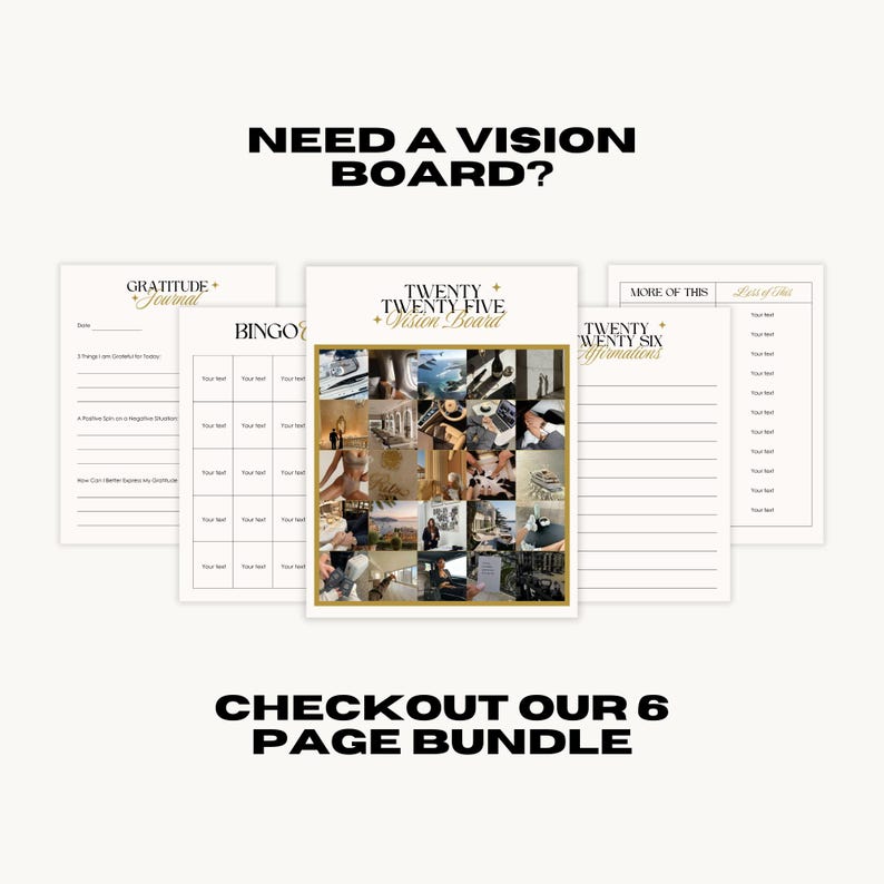 Vision Board Digital Stickers | Goal Setting Clipart | Scrapbooking Art ...