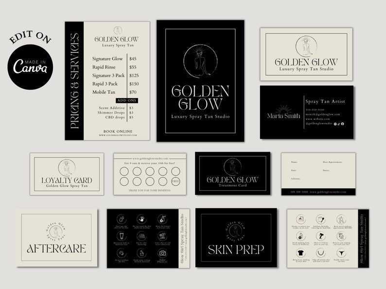 Spray Tan Business Marketing Bundle | Editable Templates | Spray Tan ...