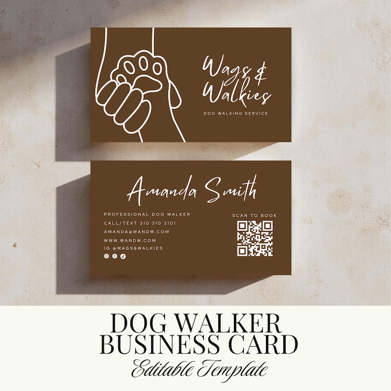 Dog Walking Business Card Template | Printable Small Business Cards ...
