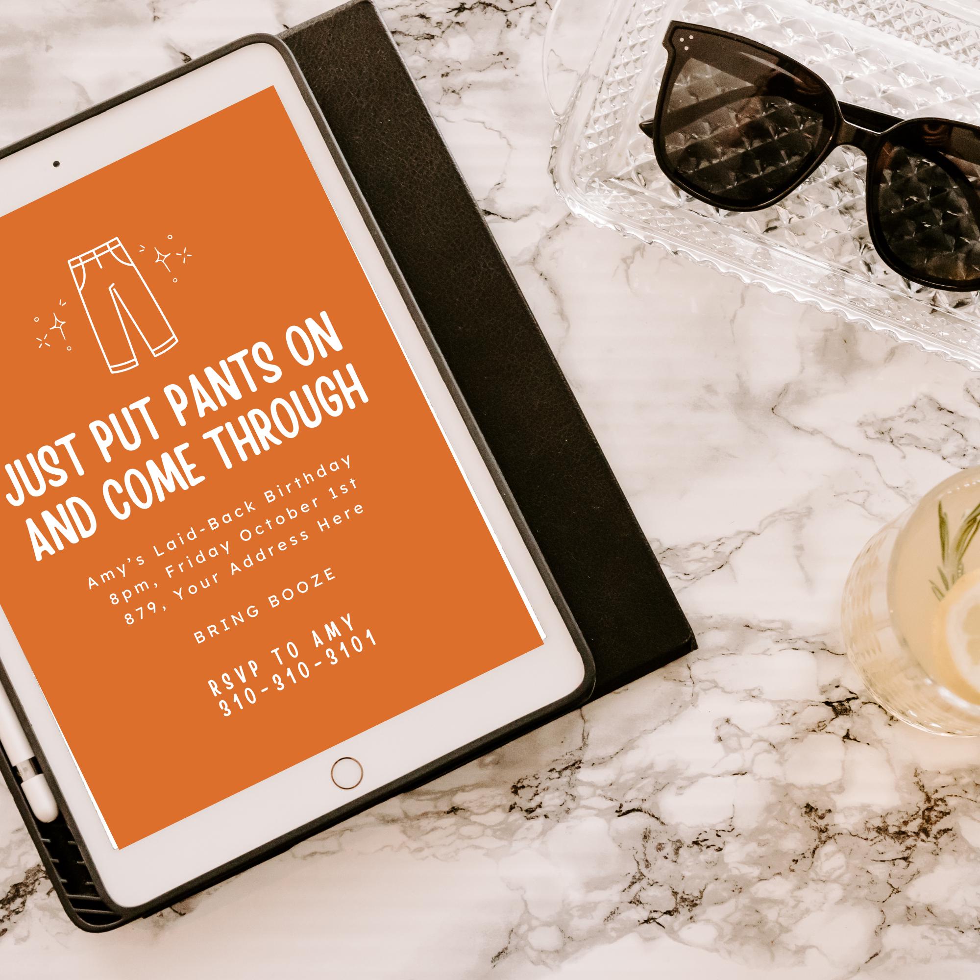 Minimalist Birthday Party Invitation Design Orange Party Invitation ...