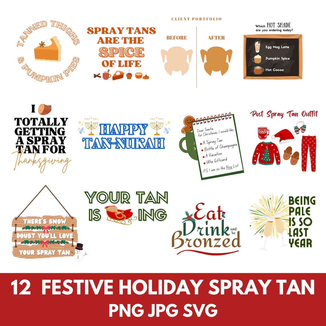 Spray Tan Holiday Svg Bundle | Spray Tan Pngs | Thanksgiving Svg ...