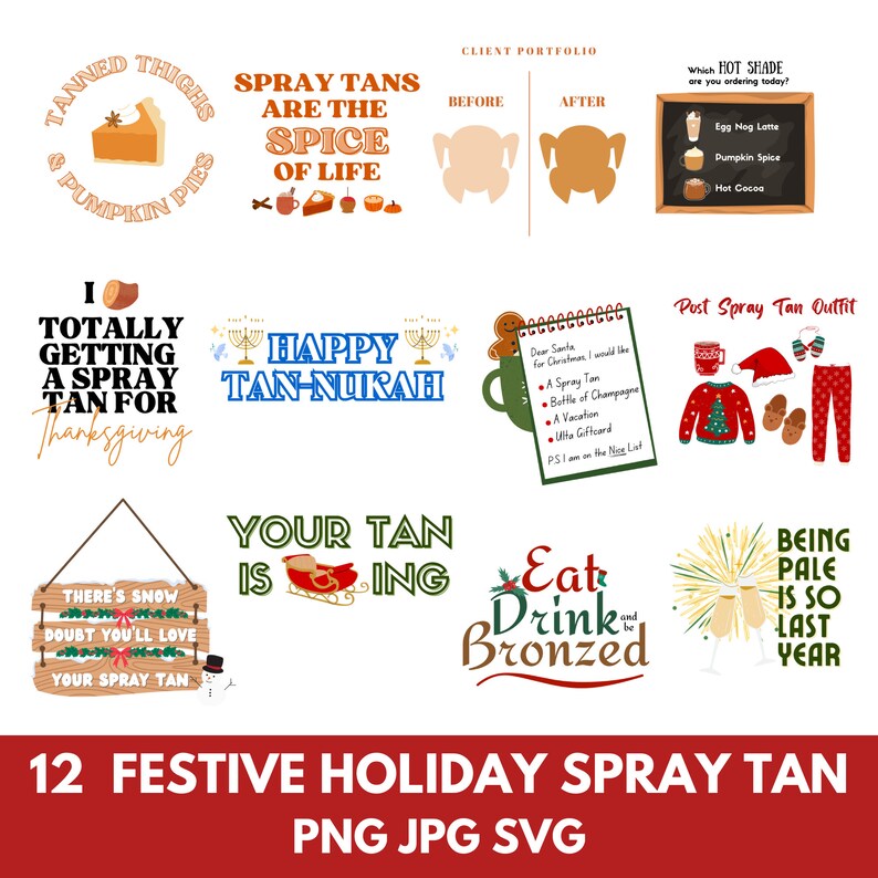 Spray Tan Holiday Svg Bundle | Spray Tan Pngs | Thanksgiving Svg ...