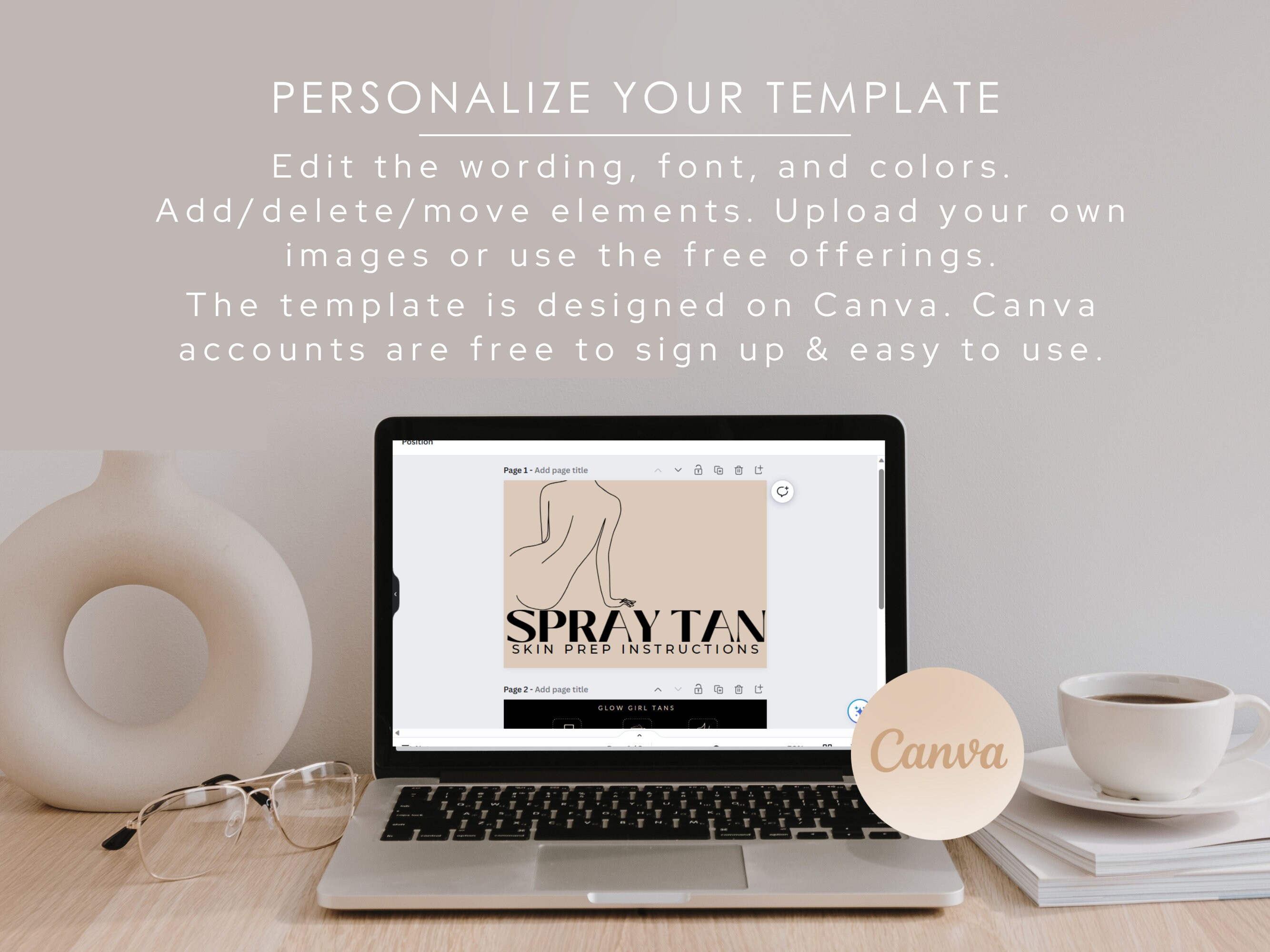 Spray Tan Artist Skin Prep Card Editable Template | Client Care Cards ...