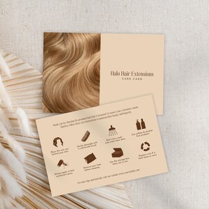 Halo Hair Extensions Care Card Neutral Aesthetic Beauty Care Card Hair ...