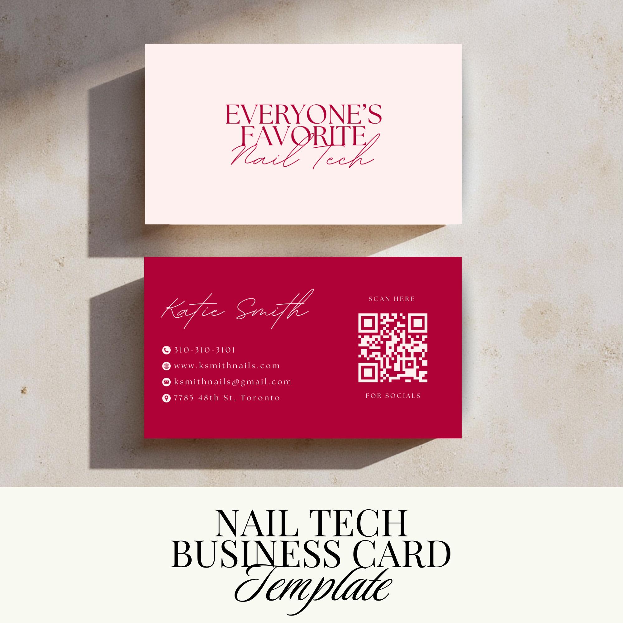 Nail Tech Business Card Template | Printable Beauty Business Cards ...