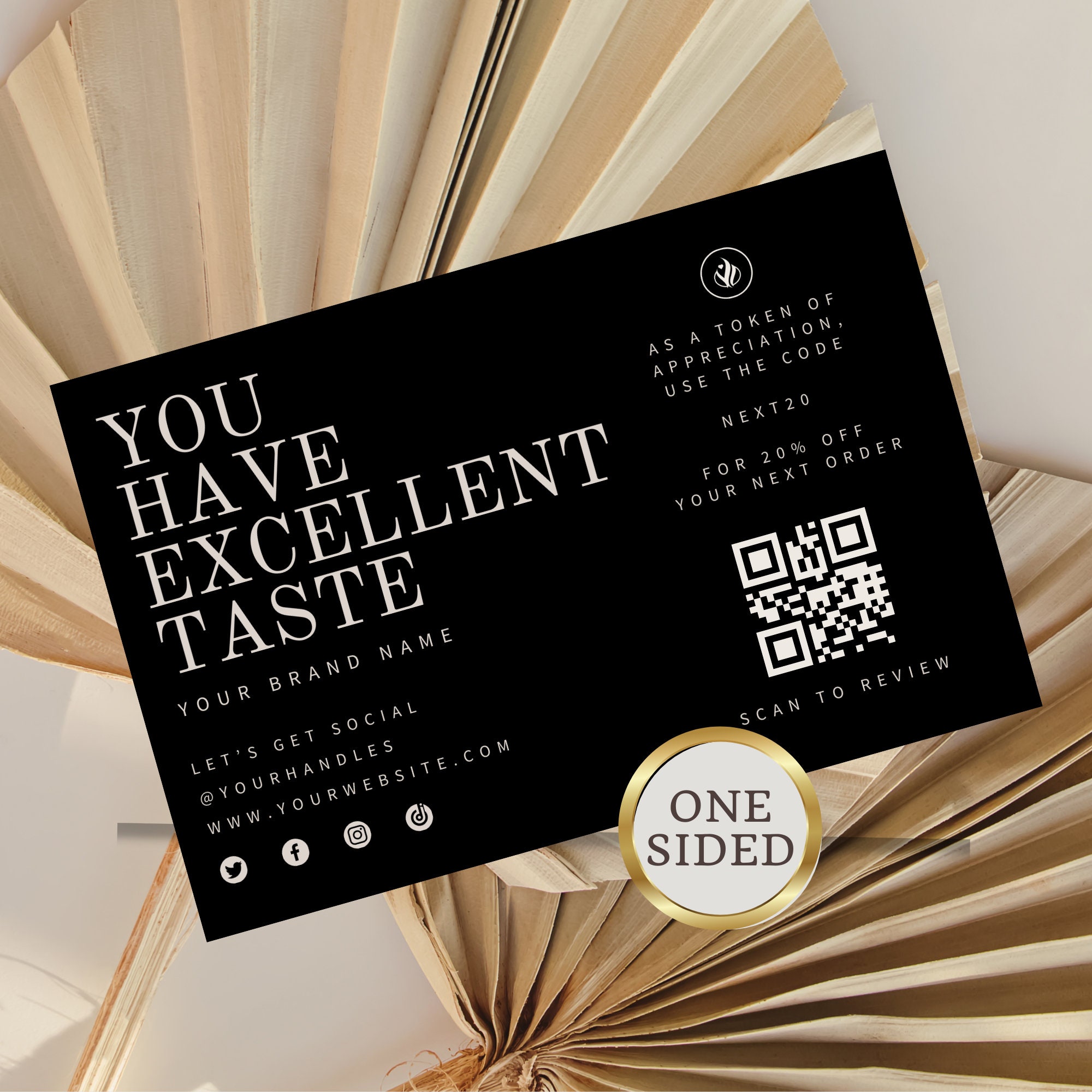 Black Thank You Order Card Package Insert Order Insert Card Editable ...