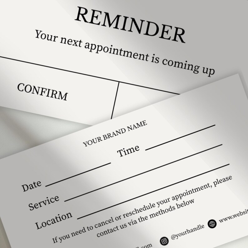 Appointment Reminder Card Design| Next Appointment Card | Beauty ...