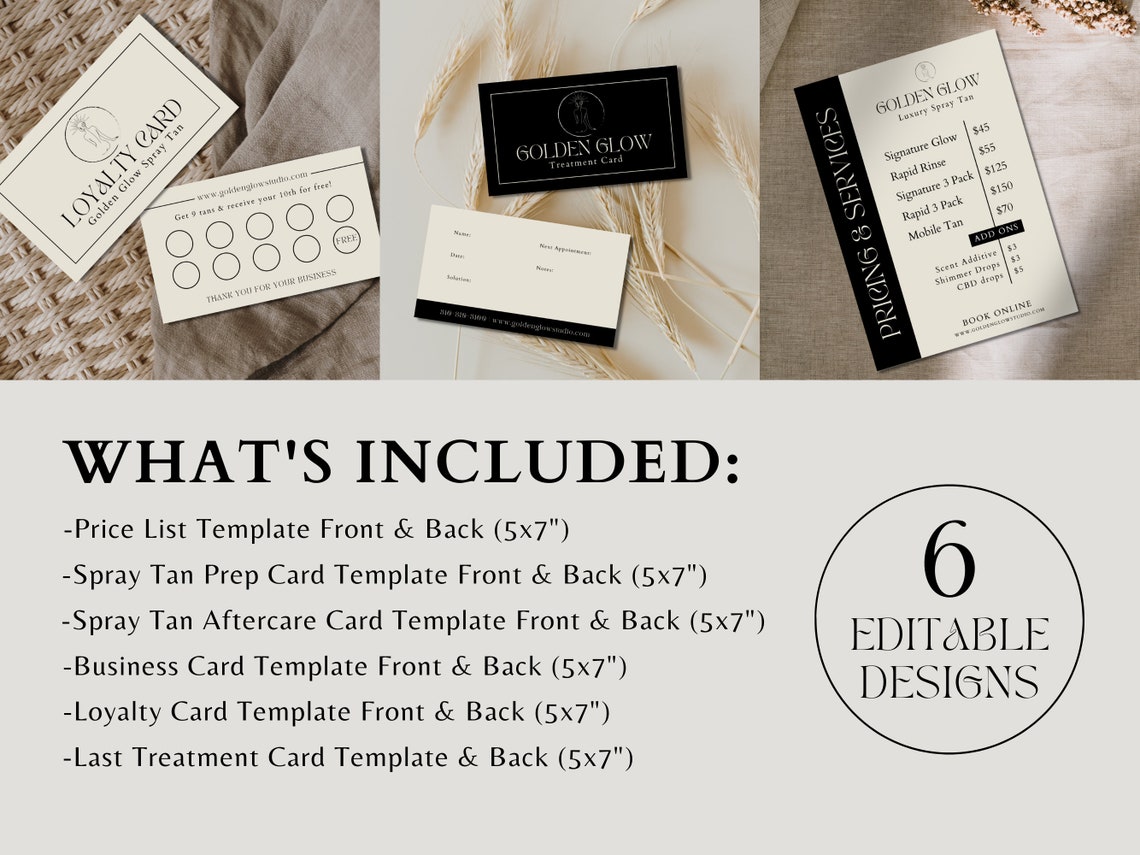 Spray Tan Business Marketing Bundle Editable Templates - Etsy