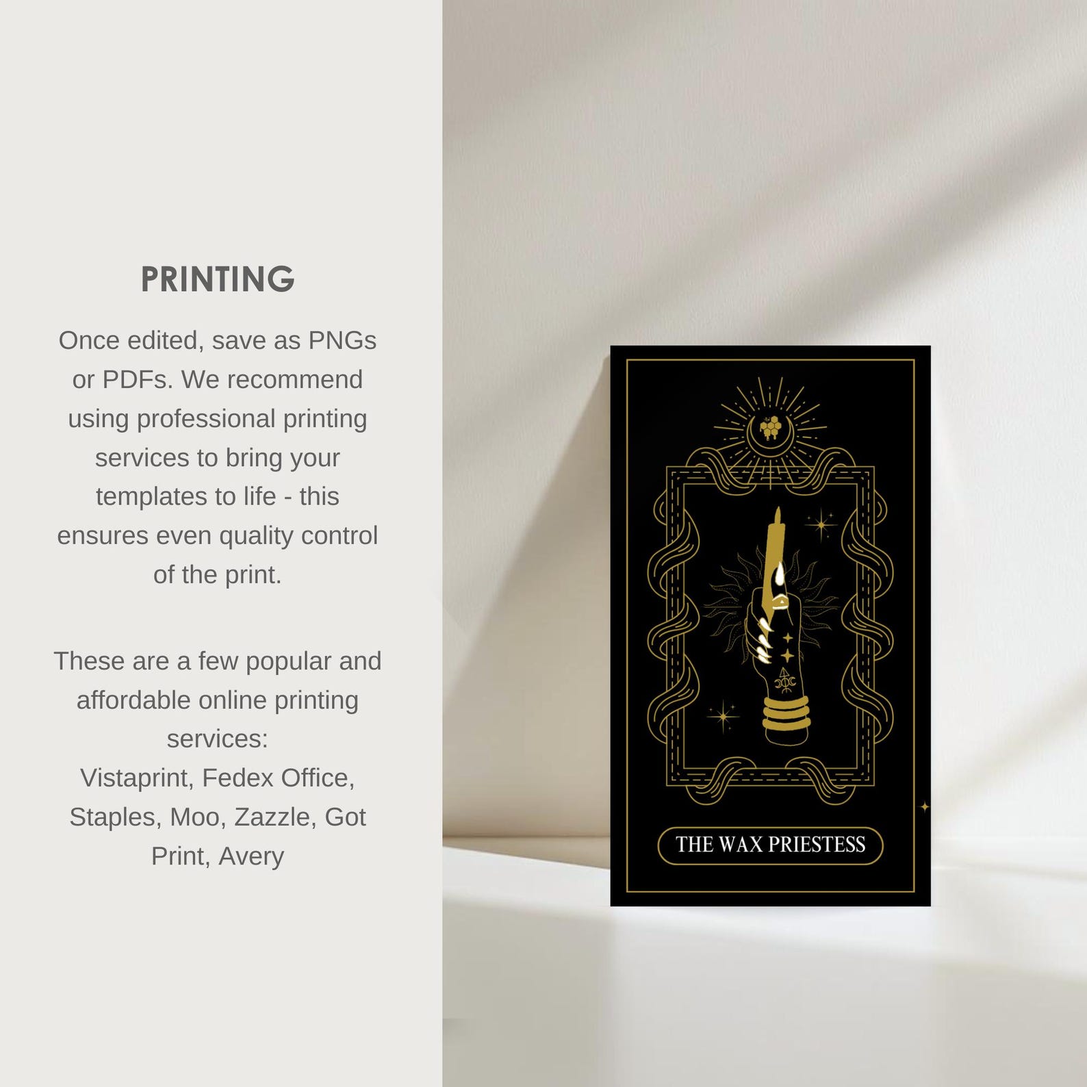 Tarot Card Wax Specialist Business Card | Tarot Card Design | Waxing ...